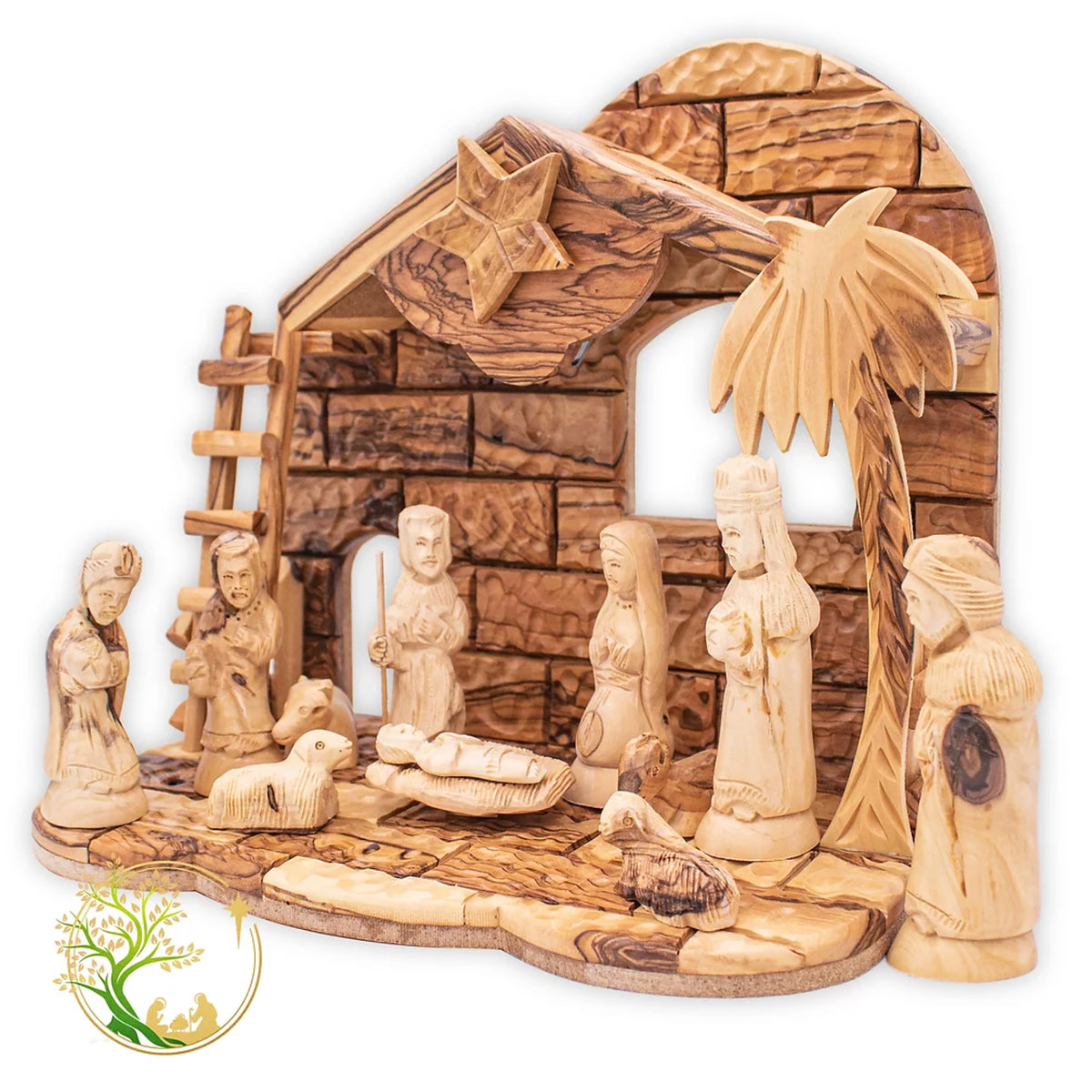 Large Nativity set from the Holy Land | Olive Wood Christmas manger Na ...