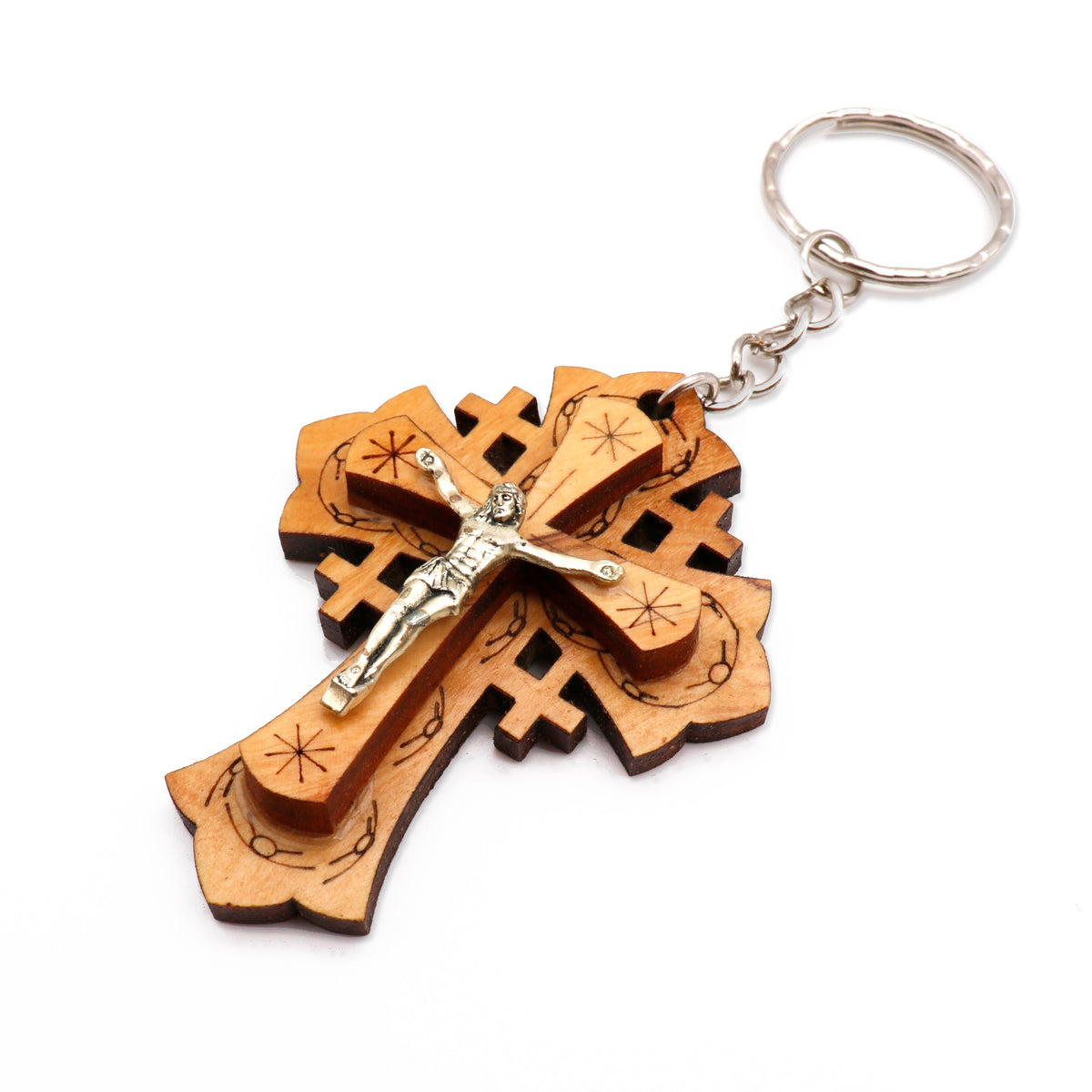Cross Keychain made of olive wood | Crucifix Keychain gift| Catholic R ...
