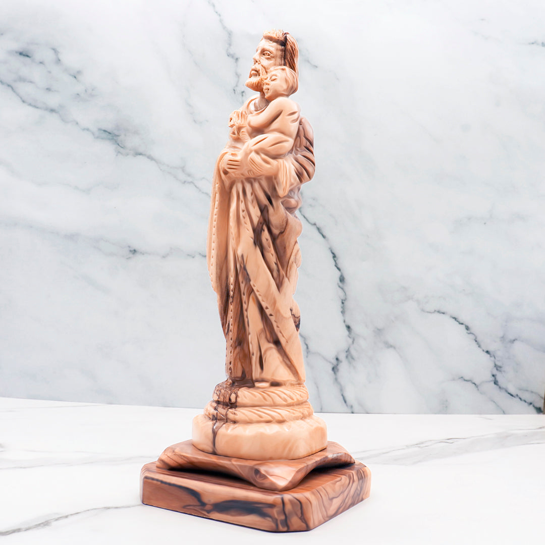 Handmade Olive Wood St. Joseph Statue with Baby Jesus | Holy Land Reli ...