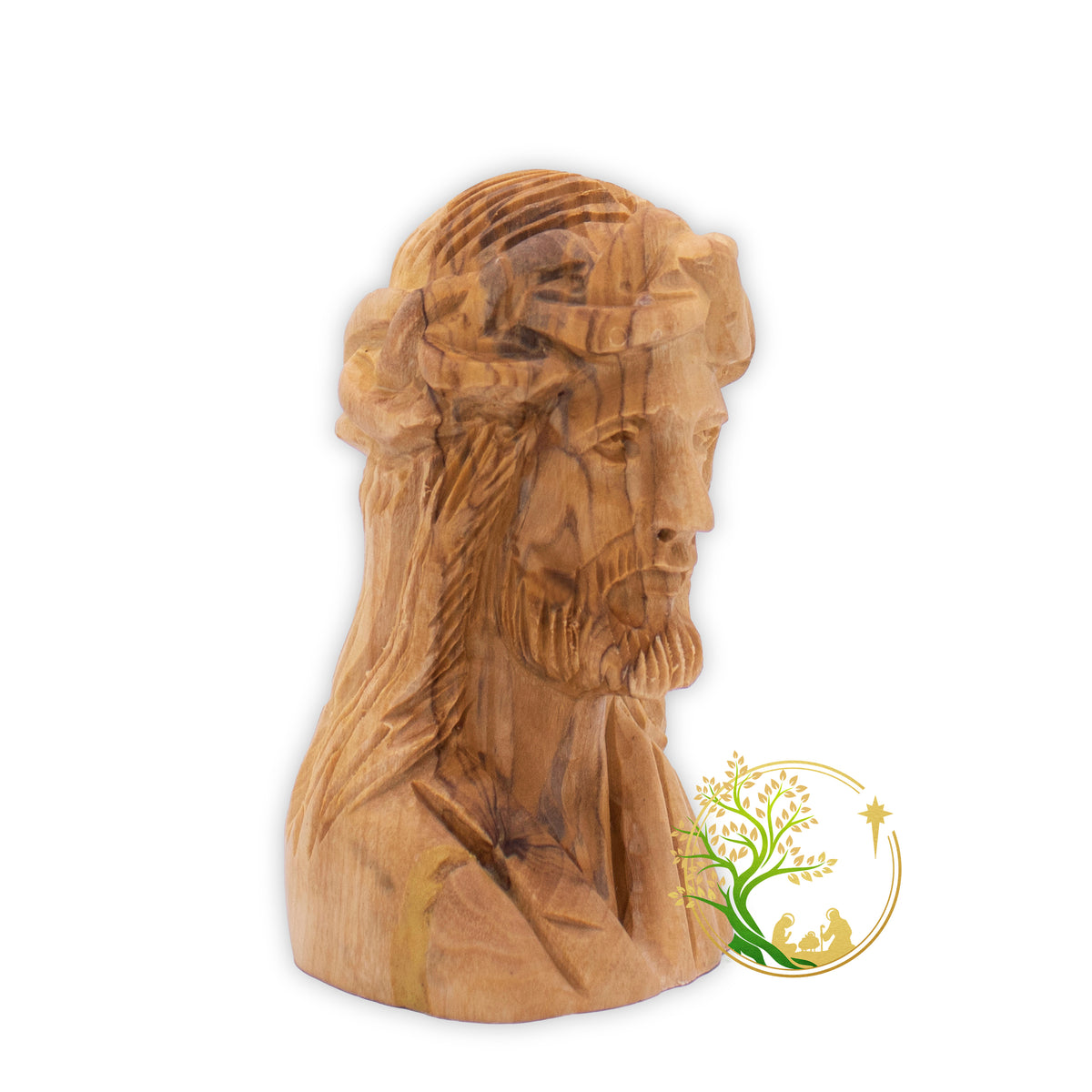 Bust of Jesus’ Head statue | Holy Land olive wood Jesus face figurine ...